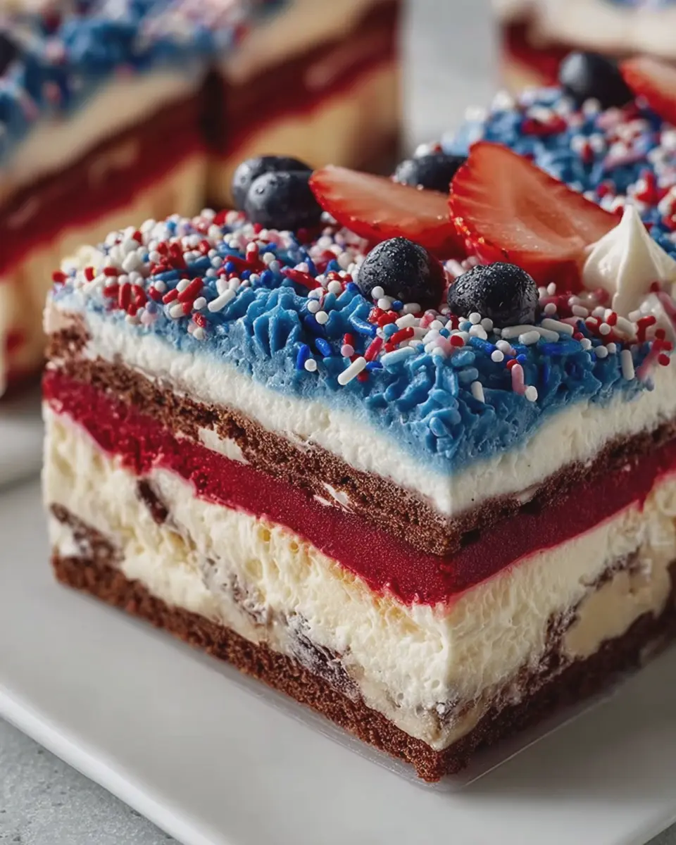 Patriotic Ice Cream Sandwich Dessert