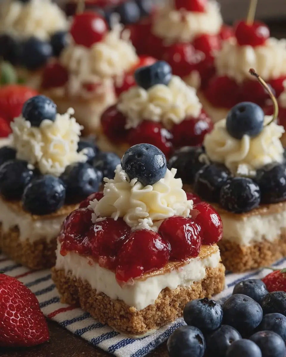 4th of July Cheesecake Graham Bites