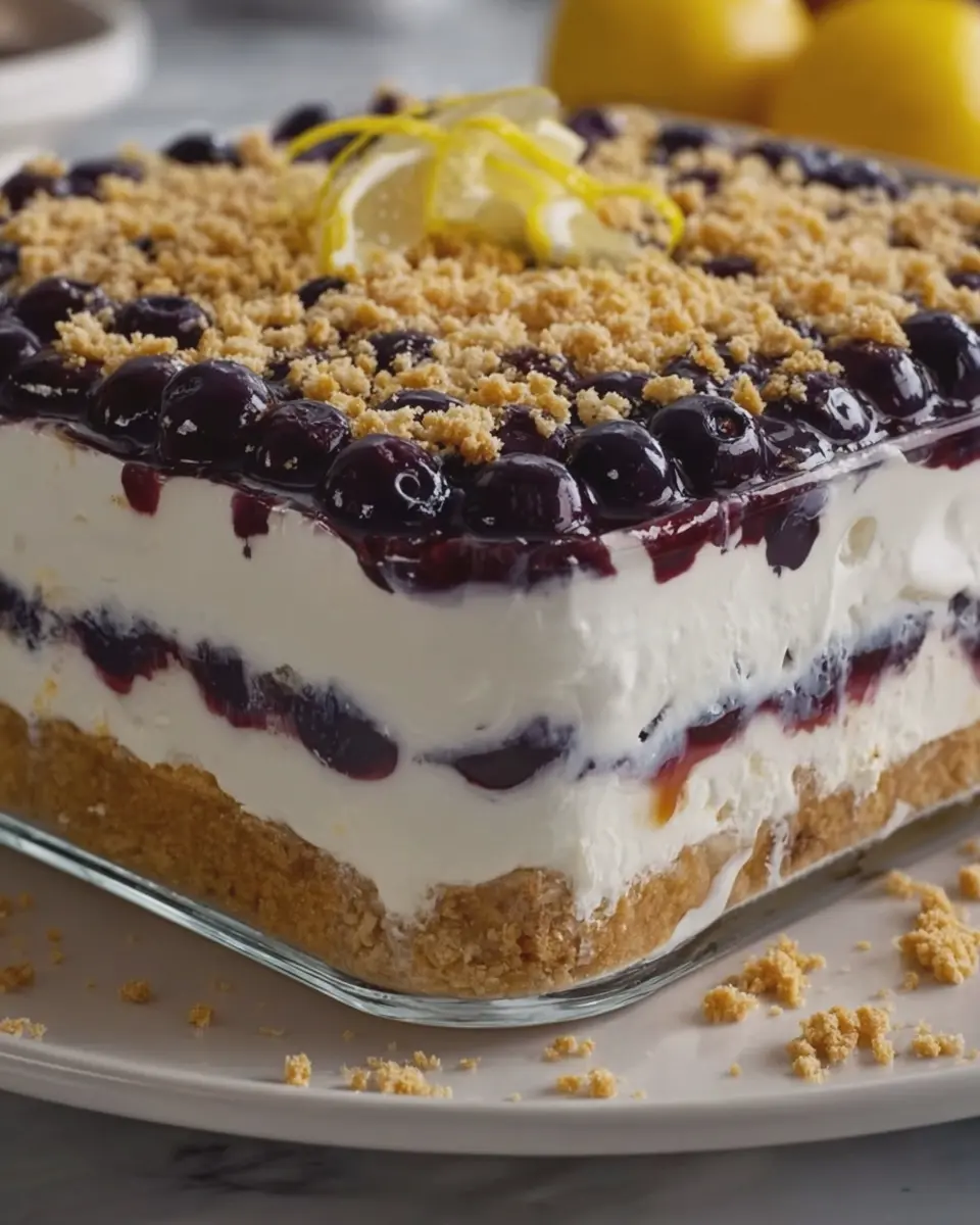 no bake lemon blueberry dream dessert