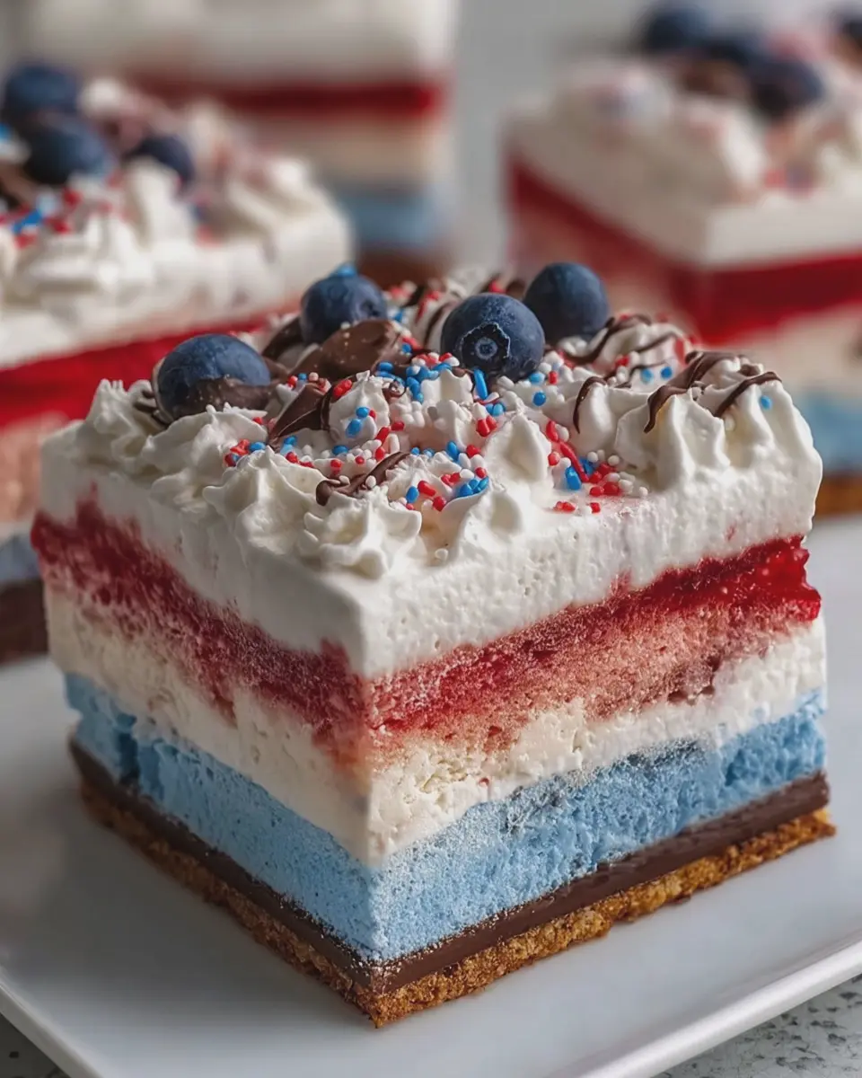 Patriotic Ice Cream Sandwich Dessert